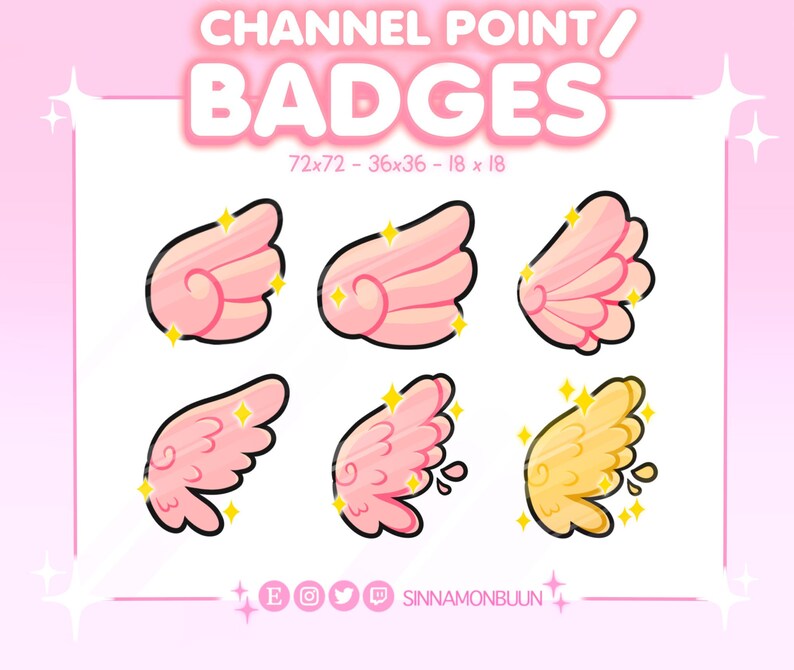 Pink Wing Badges Pink Winged Emotes Angel Wing Emote - Etsy