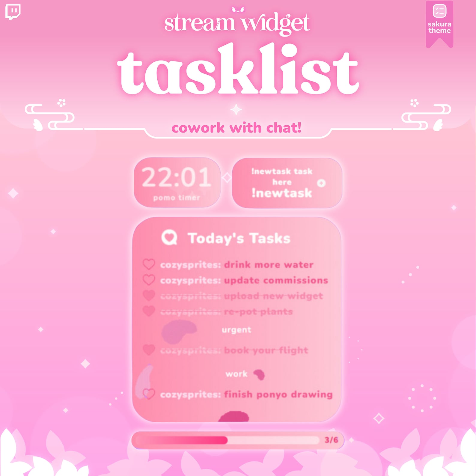 Task Widget | Pomodoro Timer | Tasklist for Coworking | Subathon ...