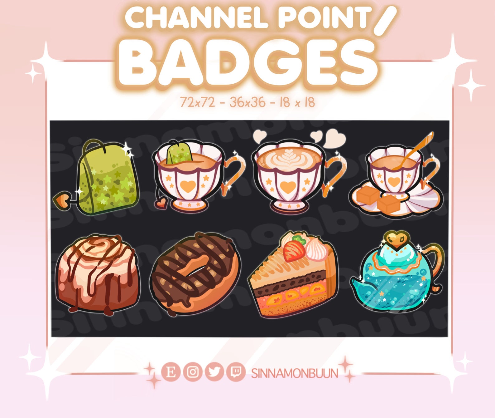 Tea Time Badges Teacup Emote Kawaii Badges for Streaming - Etsy