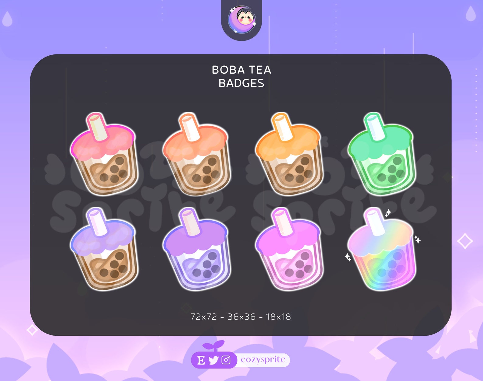 Bubble Tea Badges Boba Tea Badges Emote Badges for Streaming - Etsy