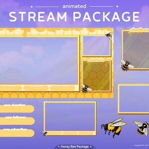 Honey Bee Overlay Pack | Animated Stream Overlay Pack | Twitch Youtube ...