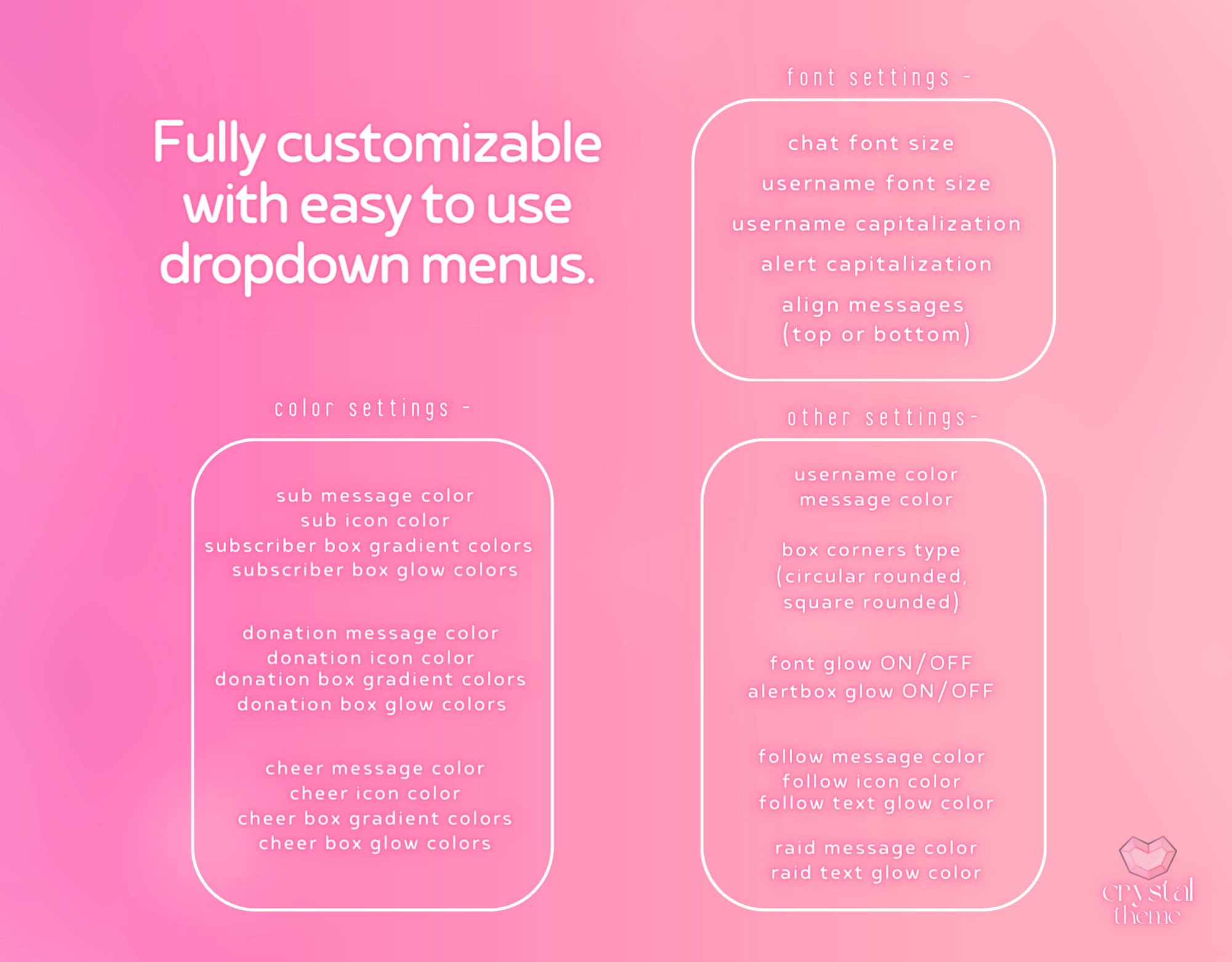 Crystal Chat Widget Customizable Colors, Cute Chat, Elegant Theme ...