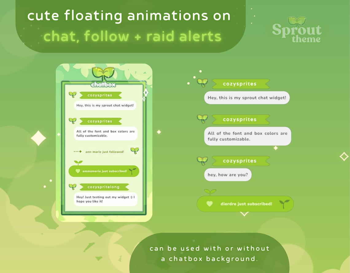 Sprout Chat Widget | Customizable Colors, Cute Chat, Nature | Chat Box ...