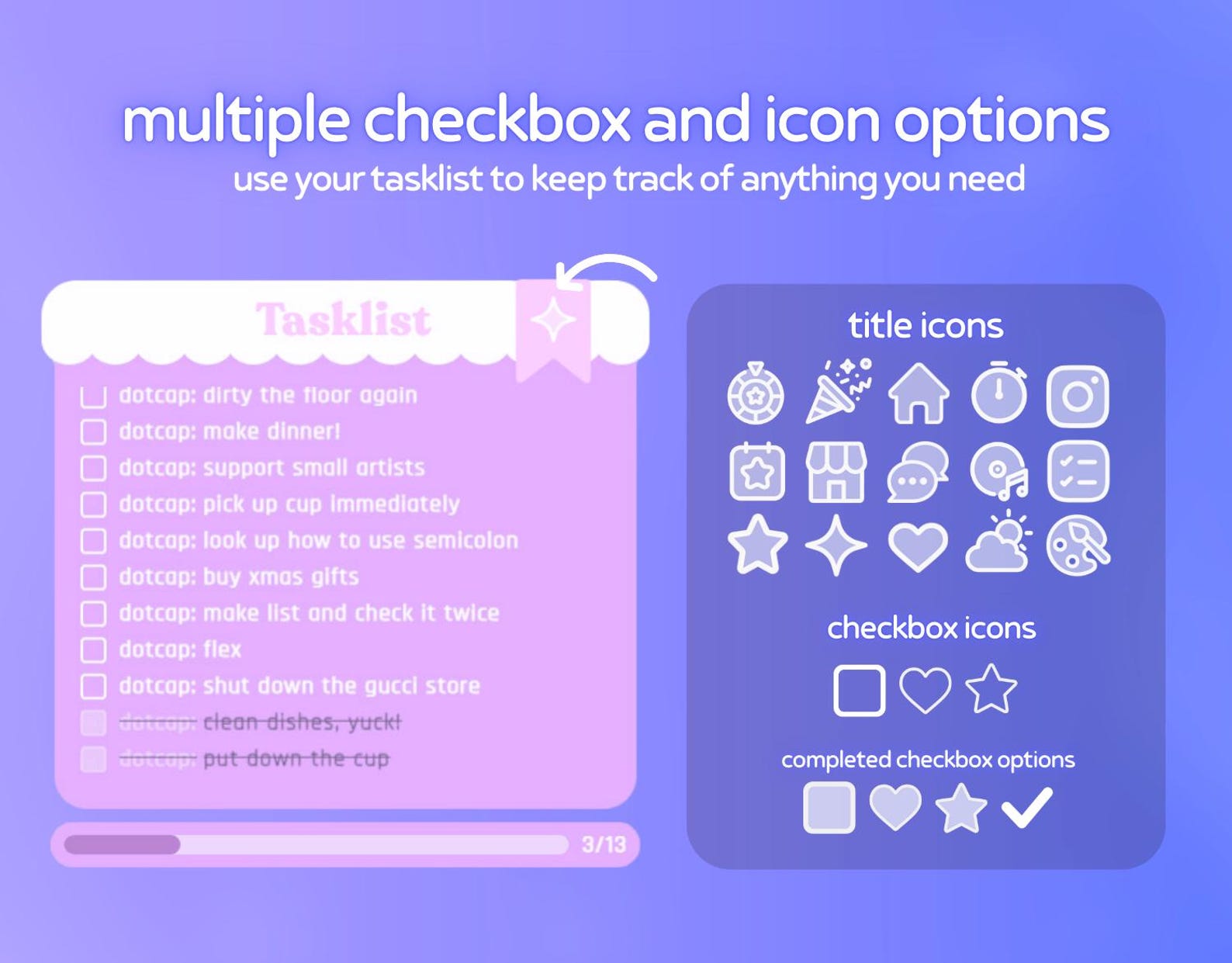 Tasklist Pomodoro Widget Pomodoro Timer List for Coworking Stream - Etsy