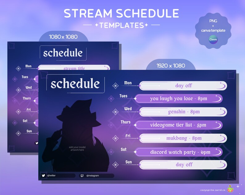 Stream Schedule Template Streaming Template Vtuber Weekly Schedule ...