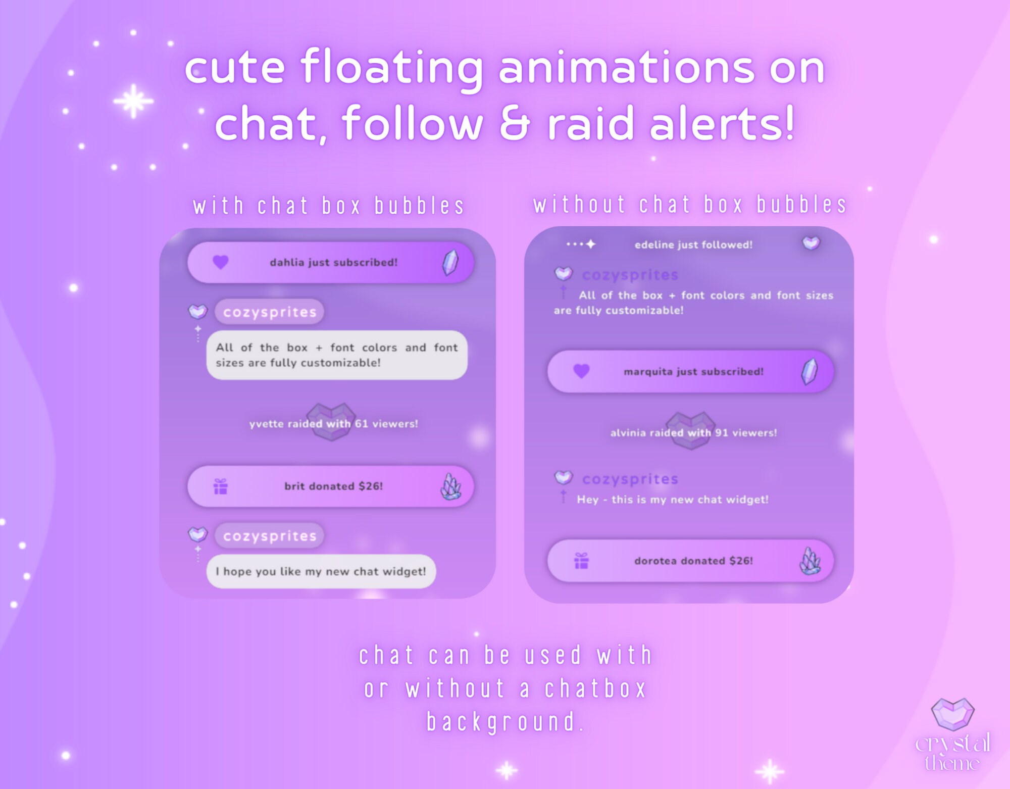 Crystal Chat Widget Customizable Colors, Cute Chat, Elegant Theme Chat ...