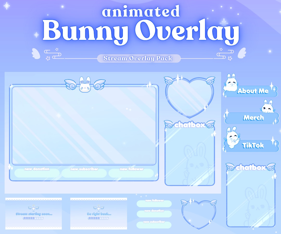Blue Bunny Overlay Pack | Animated Stream Overlay Pack | Twitch Youtube ...