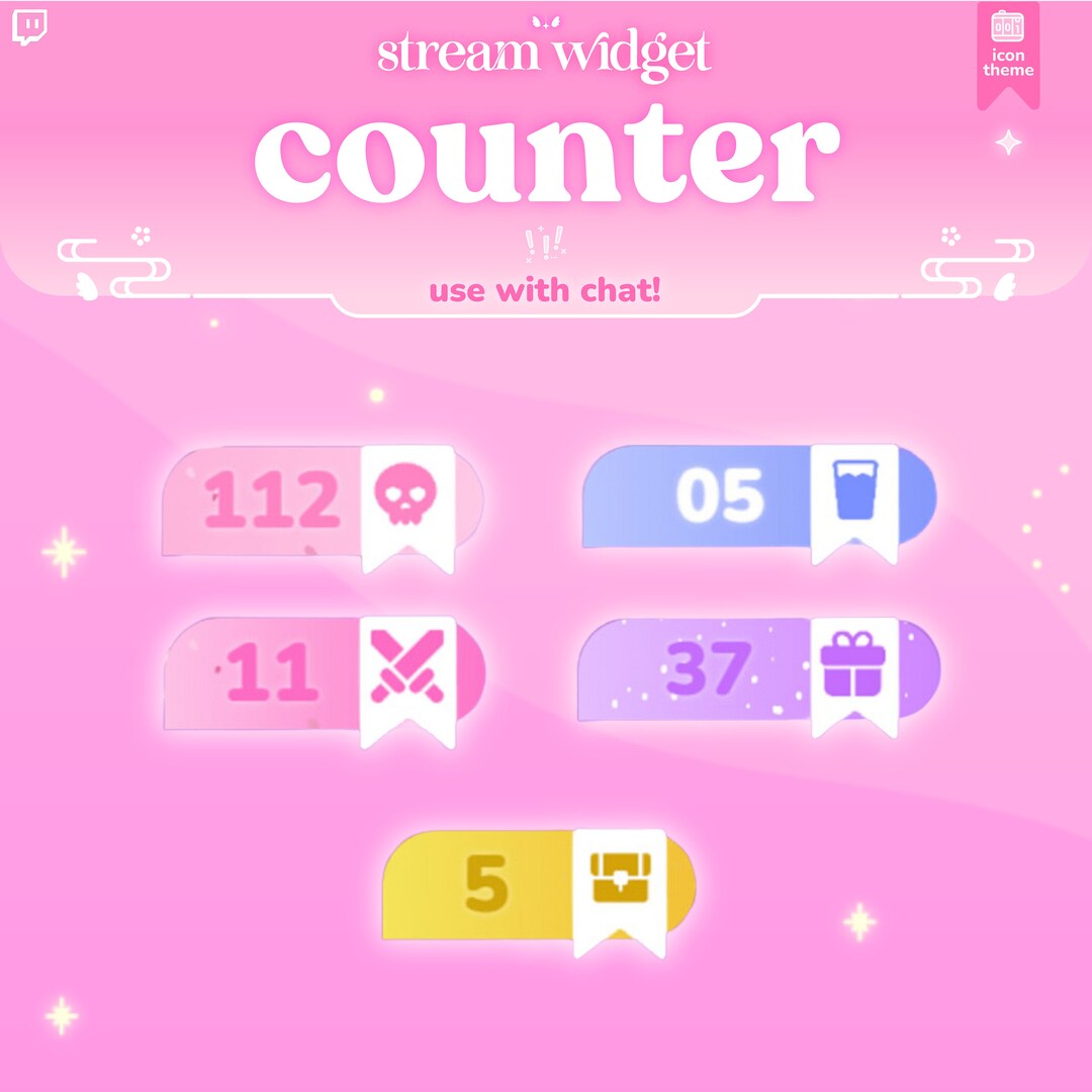 Counter Widget | Animated Counter | Customizable Colors, Subathon | Streamelements | Pastel Pink ...