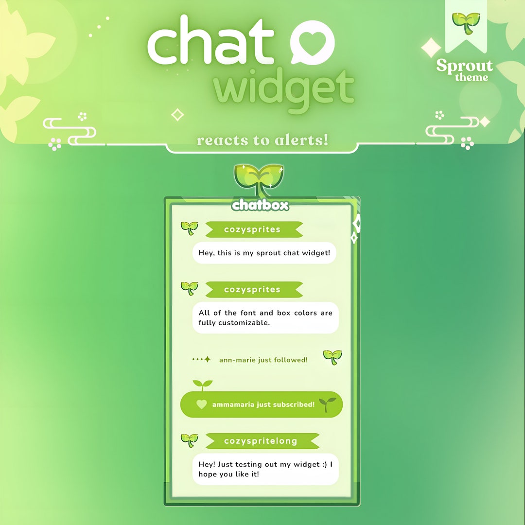 Sprout Chat Widget | Customizable Colors, Cute Chat, Nature | Chat Box ...
