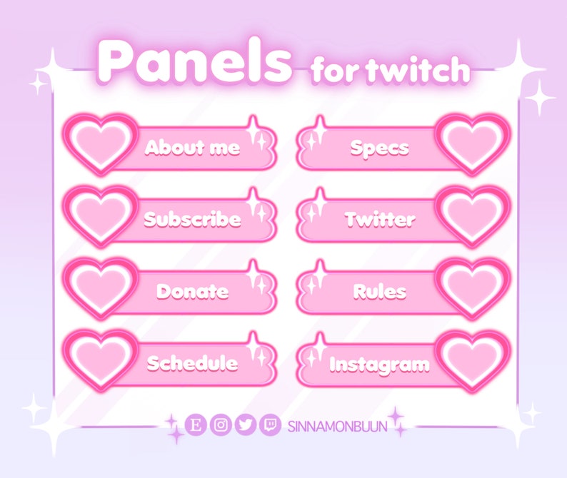 40 Neon Heart Panels Cute Pink Simple Kawaii - Etsy