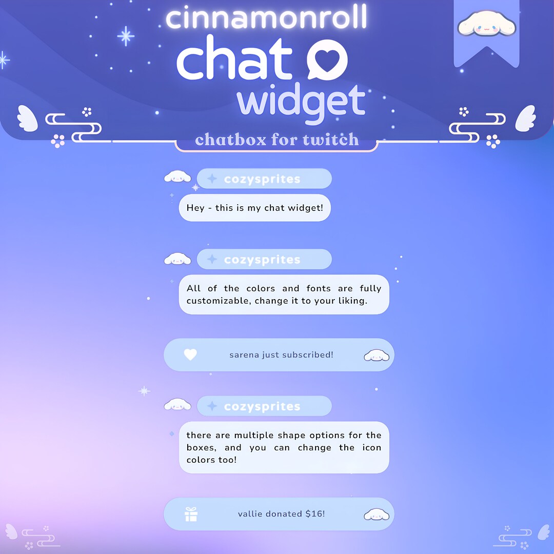 Widget de chat de cachorro canela / Colores personalizables, chat lindo ...