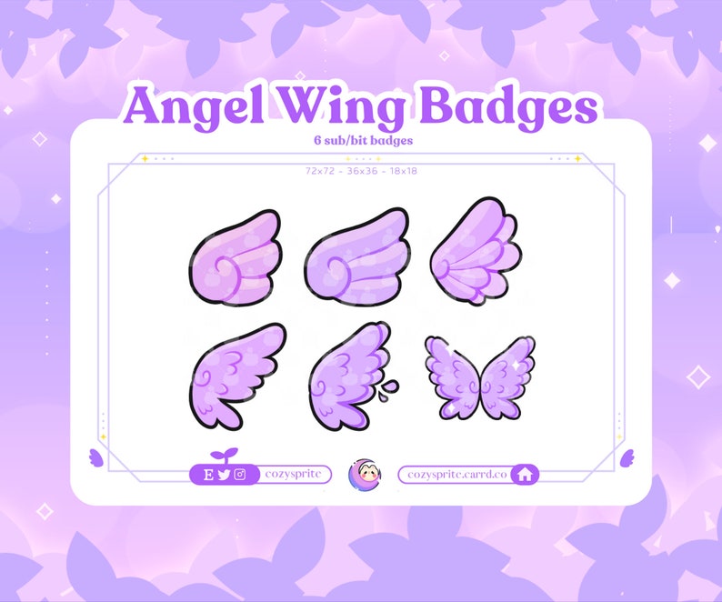Purple Wing Badges Purple Winged Emotes Angel Wing Emote Kawaii Badges ...