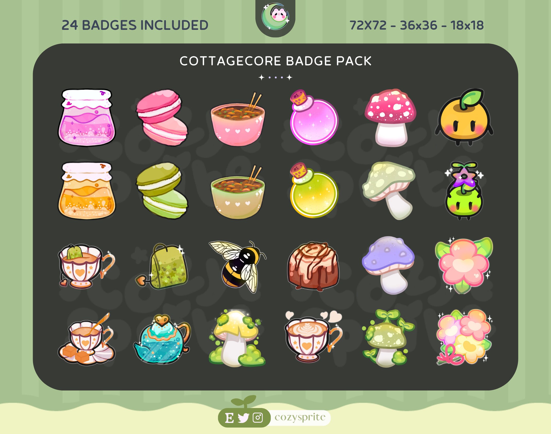 25x COTTAGECORE BADGES BUNDLE Badges Pack Reward Badges Bit Badges ...