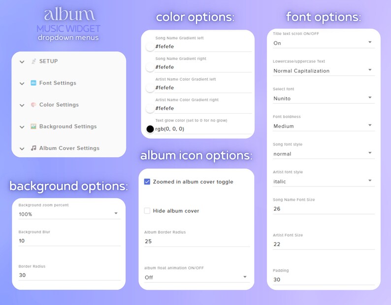 Music Widget Song Player for Streaming Album Icon Spotify, Youtube ...