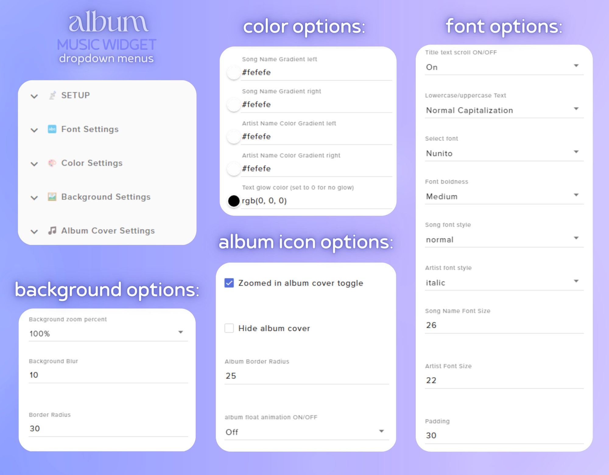 Music Widget Song Player for Streaming Album Icon Spotify, Youtube ...