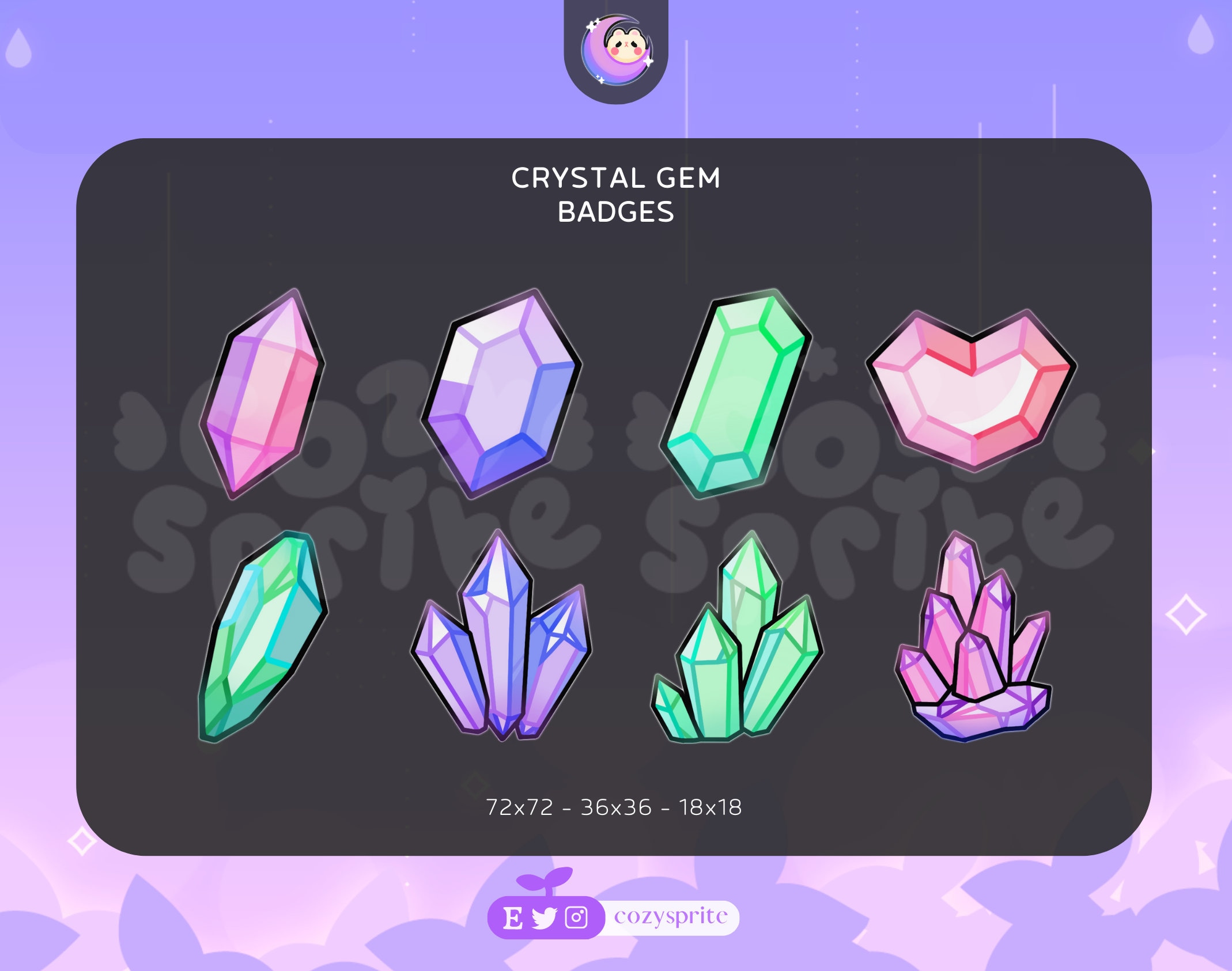 Crystal Gem Badges Crystal Emote Bit Badges Badges for - Etsy
