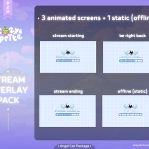 Blue Cat Overlay Pack | Animated Stream Overlay Pack | Twitch Youtube ...