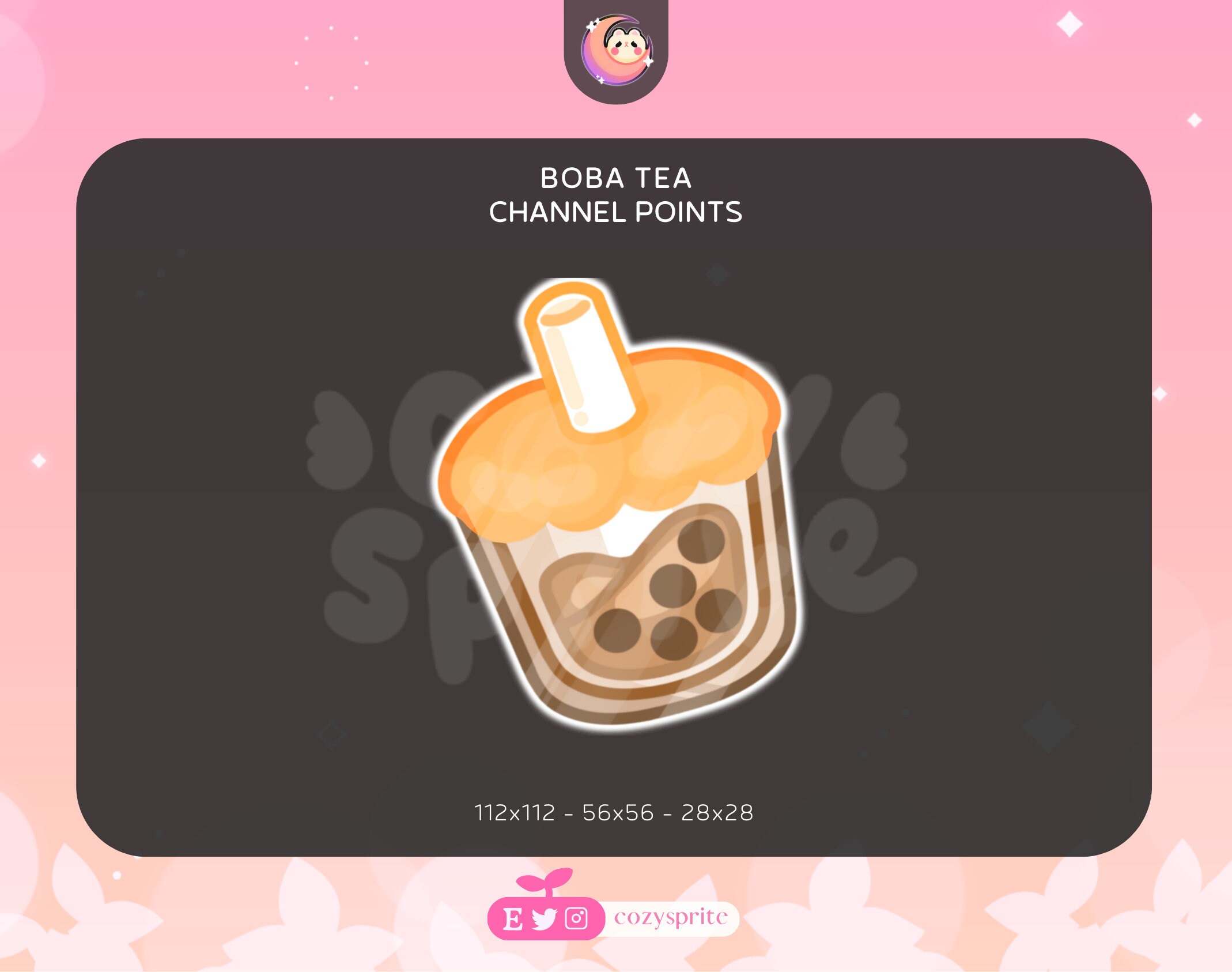 Bubble Tea Point Twitch Channel Point Yellow Emote Badges Kawaii Pixels ...