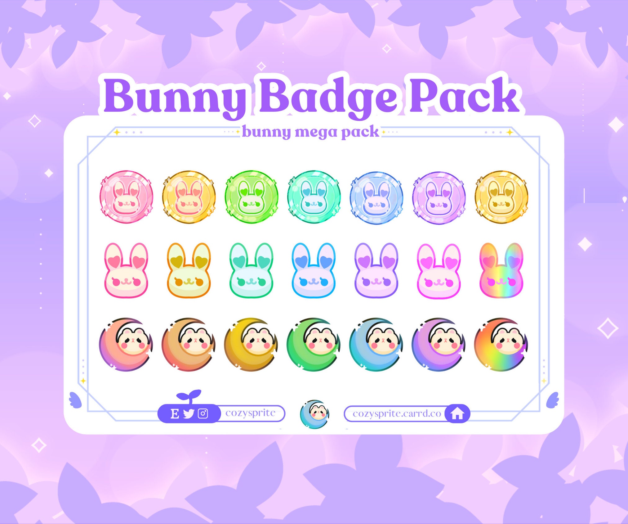 21x BUNNY BADGES BUNDLE Badges Pack Reward Badges Bit Badges Badges for ...