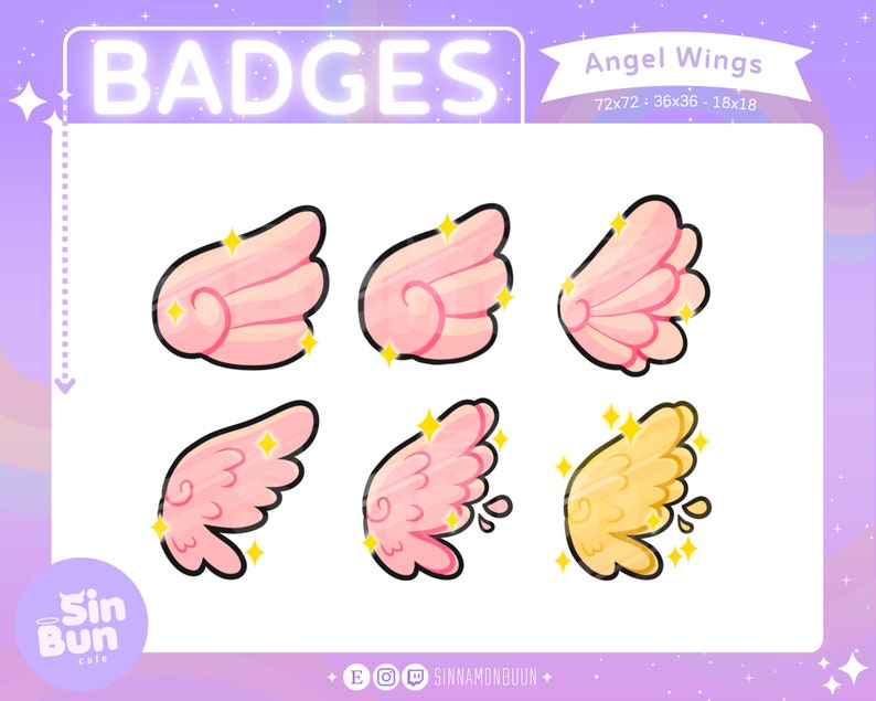 Pink Wing Badges Pink Winged Emotes Angel Wing Emote - Etsy