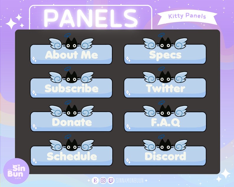 20 Twitch Panels Cute Angel Cat Kawaii Streamer - Etsy