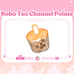 Bubble Tea Point Twitch Channel Point Yellow Emote Badges Kawaii Pixels ...