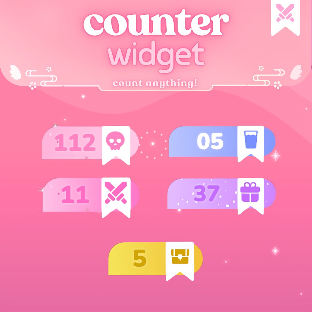 Counter Widget Animated Counter Customizable Colors, Subathon Streamelements Pastel Pink Widget ...