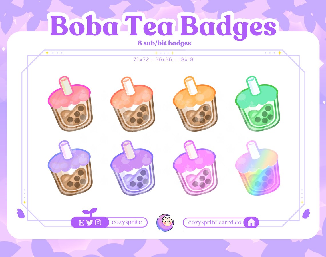 Bubble Tea Badges Boba Tea Badges Emote Badges for Streaming - Etsy