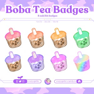 Bubble Tea Badges Boba Tea Badges Emote Badges for Streaming - Etsy