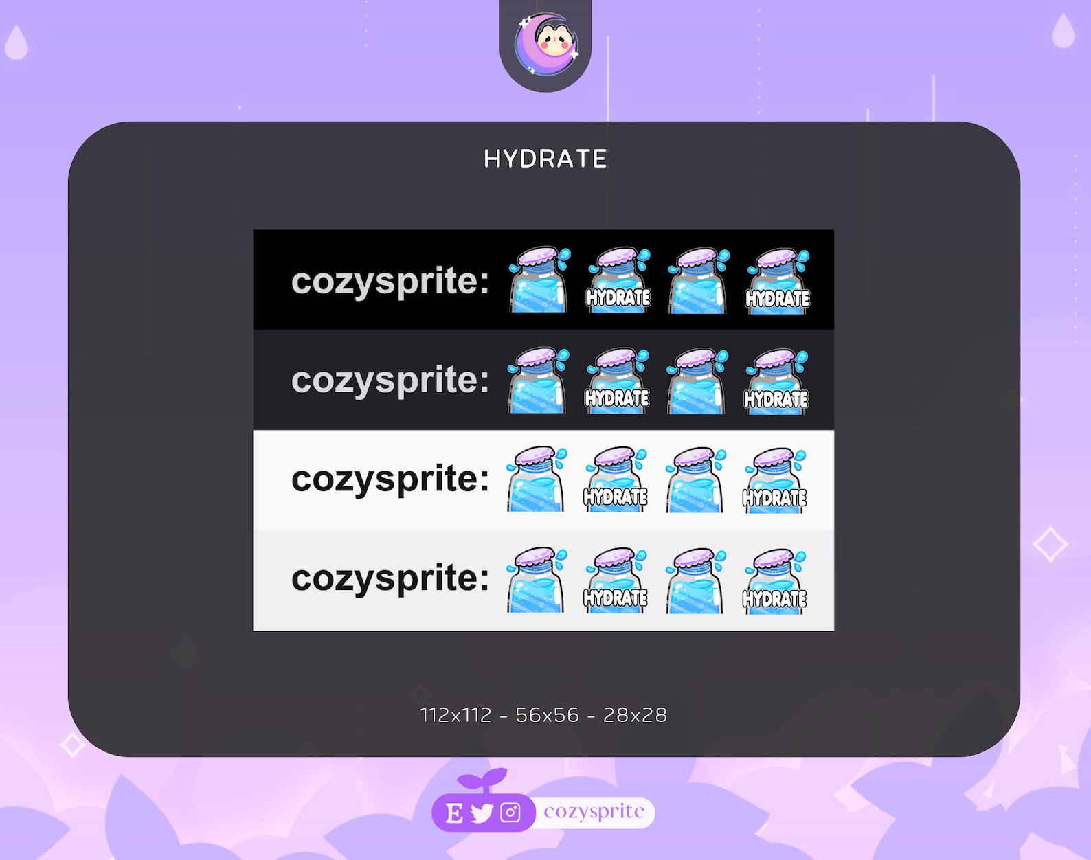 HYDRATE Emote Drink Water Emotes for Streaming Cute - Etsy Ireland