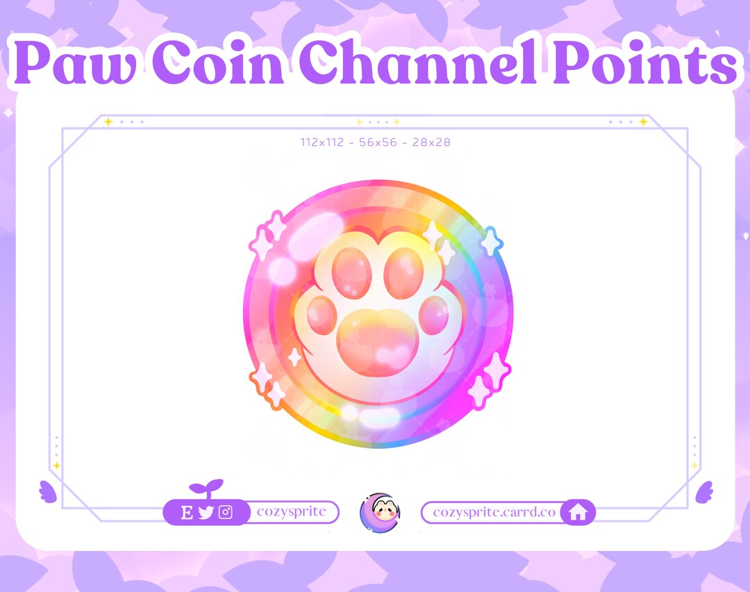 Rainbow Cat Paw Coin Twitch Channel Point Toe Bean Coin - Etsy
