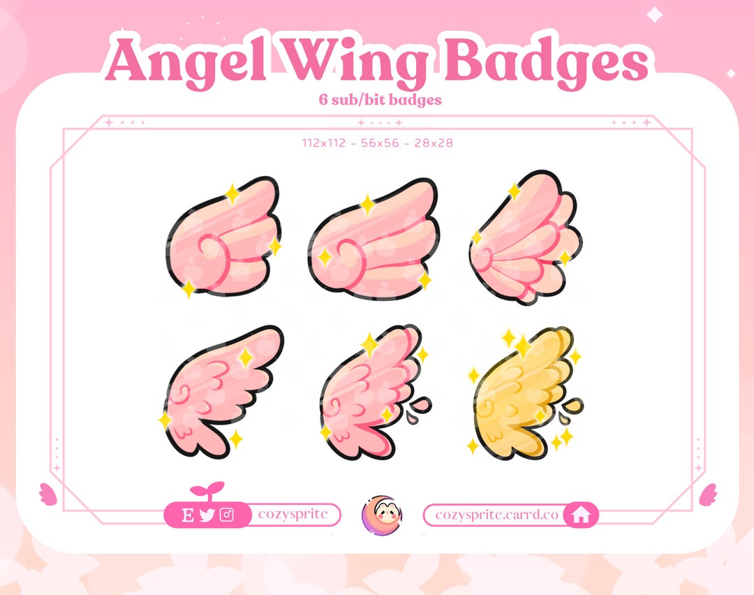 Pink Wing Badges Pink Winged Emotes Angel Wing Emote - Etsy