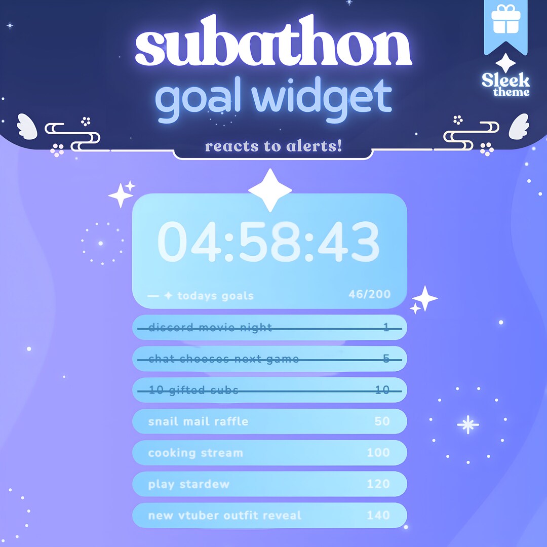 Sleek Goal Timer Widget Timer, Subathon, Megathon Alerts for Twitch ...