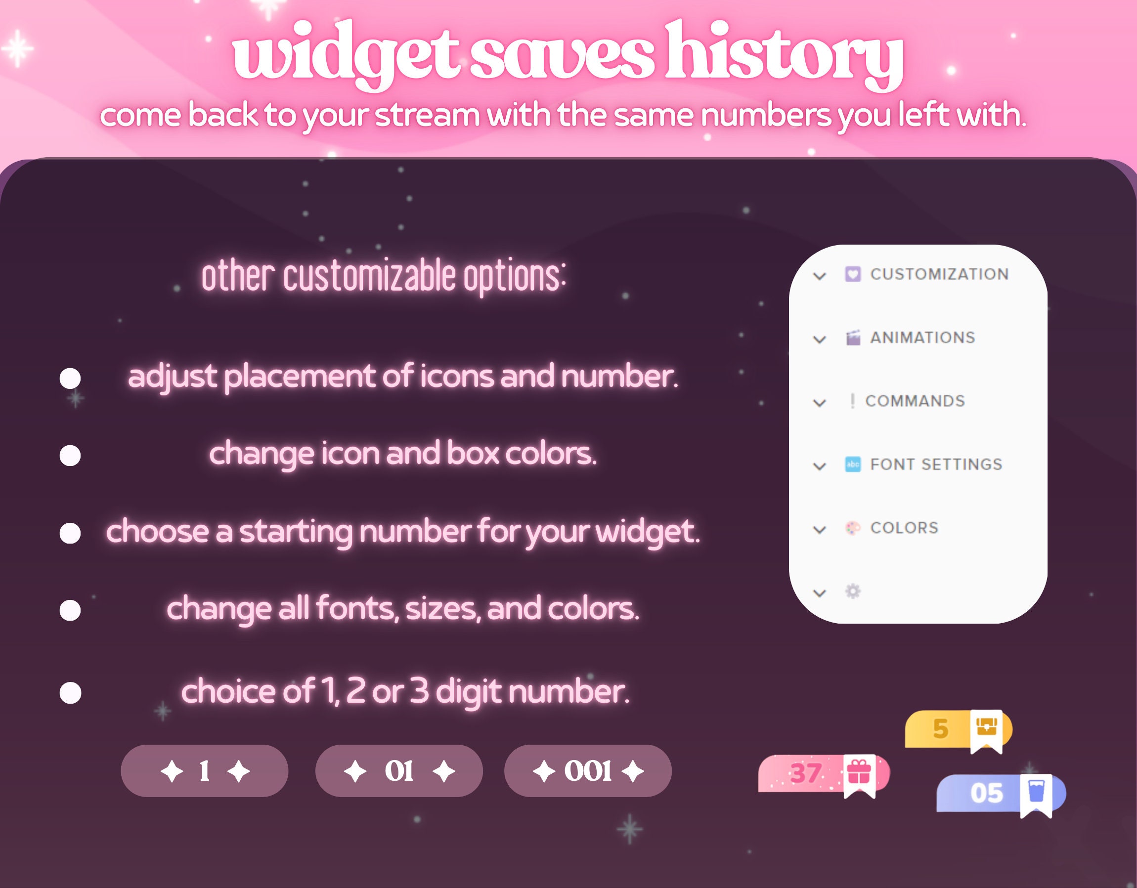 Counter Widget | Animated Counter | Customizable Colors, Subathon ...