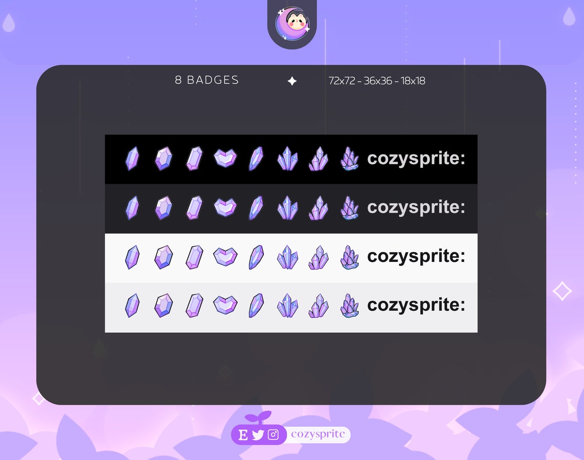 Crystal Gem Badges Purple Crystal Emote Bit Badges Badges for Streaming ...