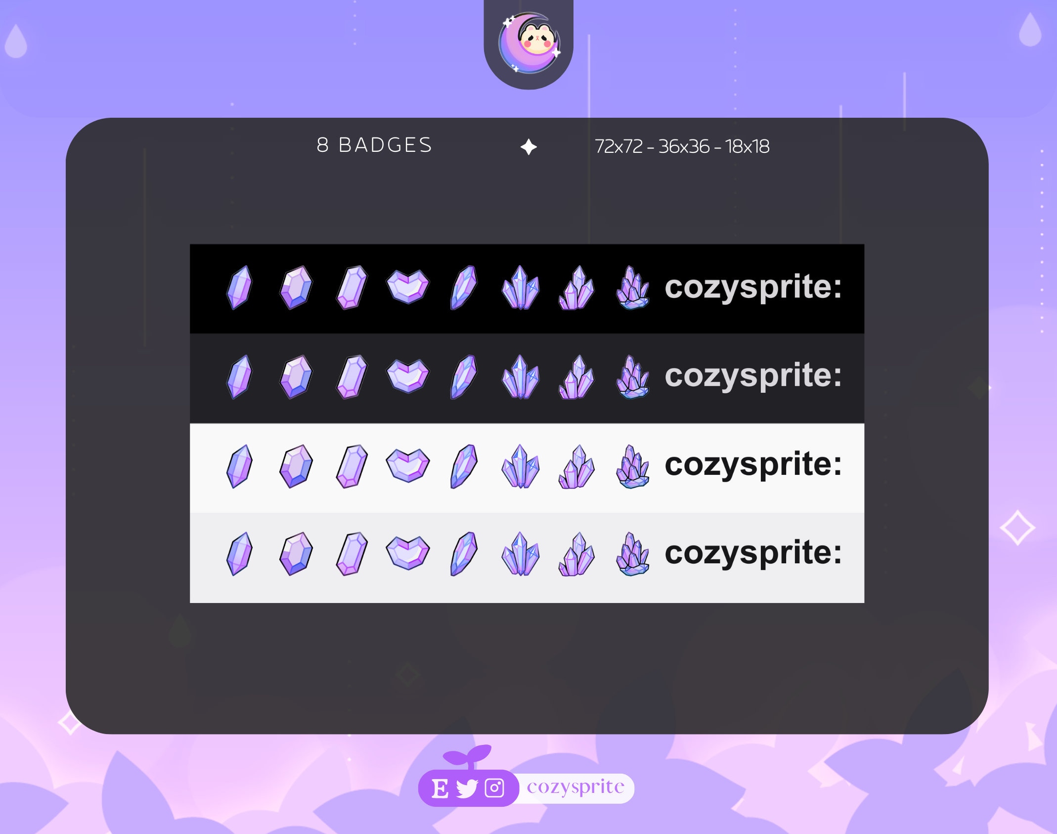 Crystal Gem Badges | Purple Crystal Emote | Bit Badges | Badges for ...