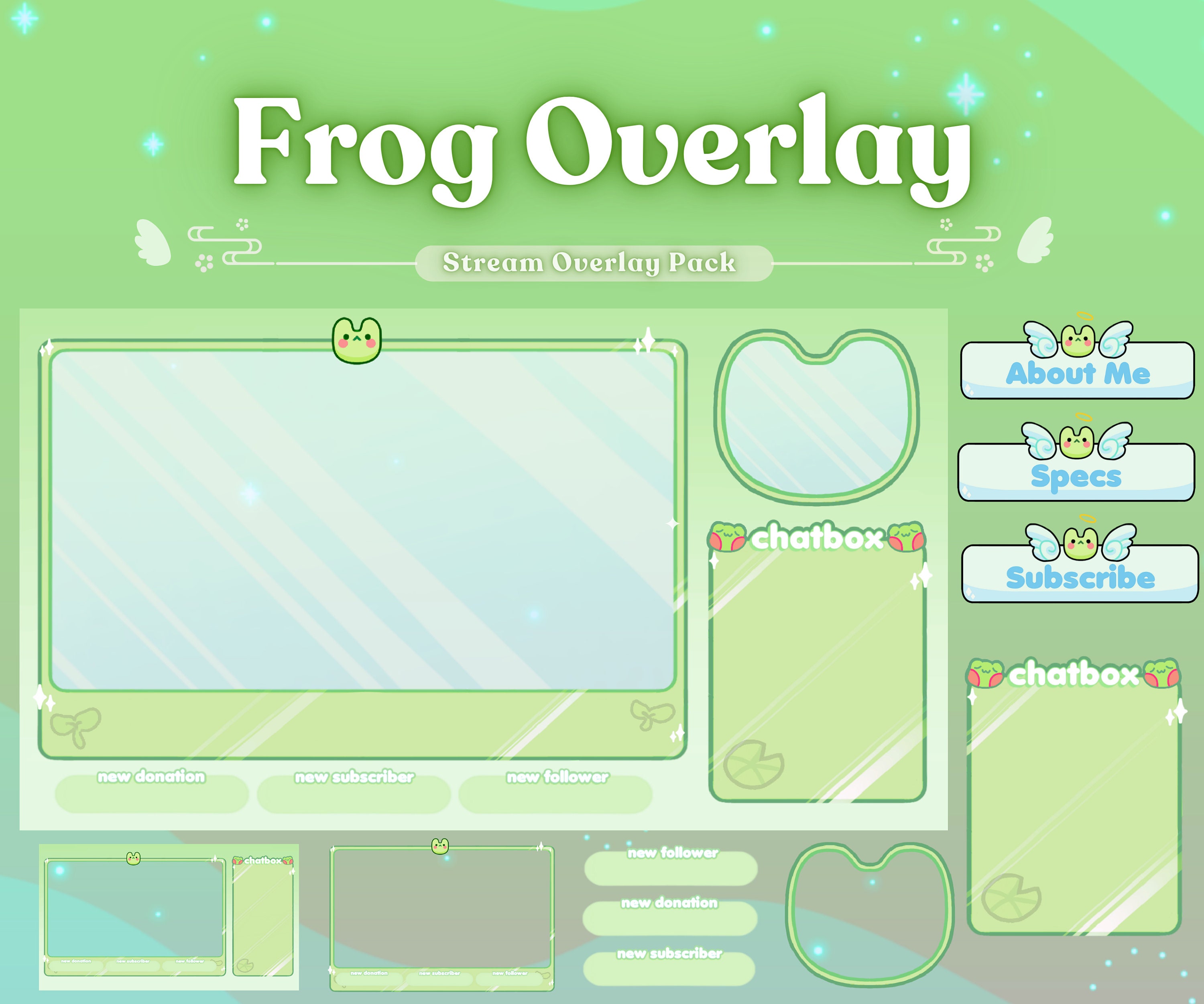 Frog Overlay Pack Animated Stream Overlay Pack Twitch Youtube Vtuber ...