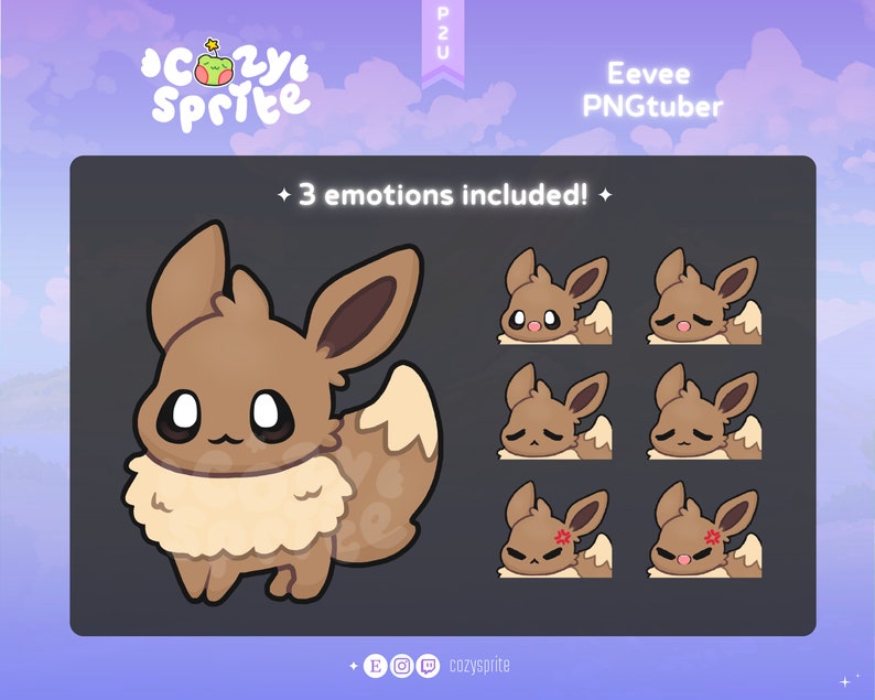 Pngtuber Eevee Pokemon Streamer Vtuber Premade - Etsy