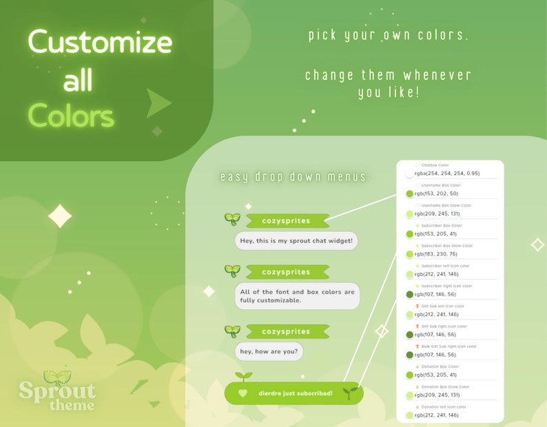 Sprout Chat Widget | Customizable Colors, Cute Chat, Nature | Chat Box ...
