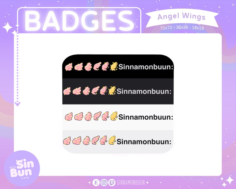 Pink Wing Badges Pink Winged Emotes Angel Wing Emote - Etsy