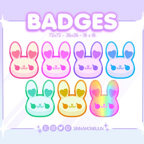 Bunny Badges Rabbit Badges Kawaii Badges for Streaming - Etsy
