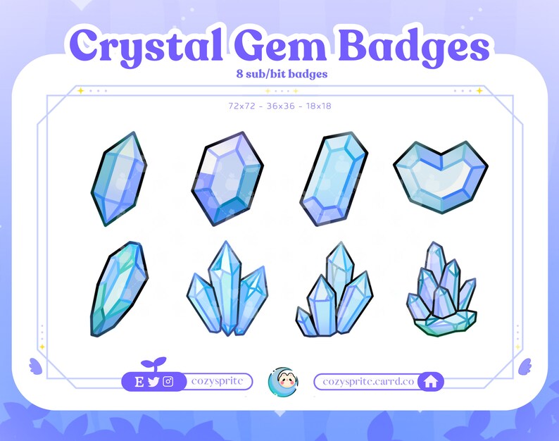 Crystal Gem Badges Blue Crystal Emote Bit Badges Badges for Streaming ...