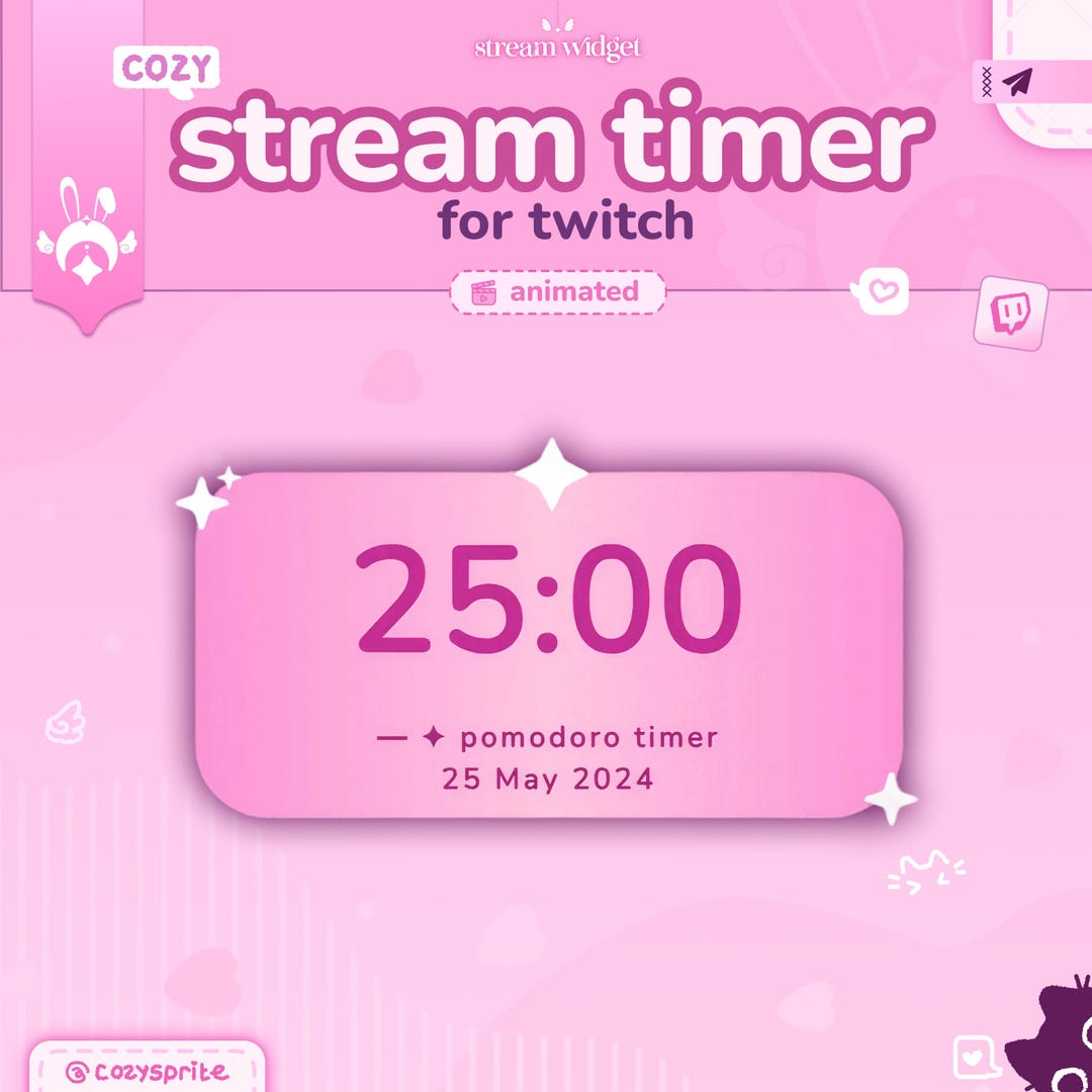 Pomodoro Timer Widget | Customizable Colors, Cute Chat, Elegant Theme ...