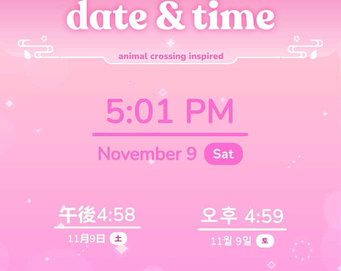 Customizable Time and Date Widget | for Twitch, Youtube and Facebook Streamers | Minimal ...