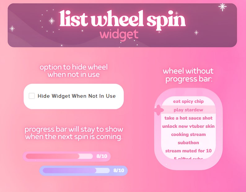 Wheel Spin Goal Widget | Roulette Spin | Customizable Colors, Cute Chat ...