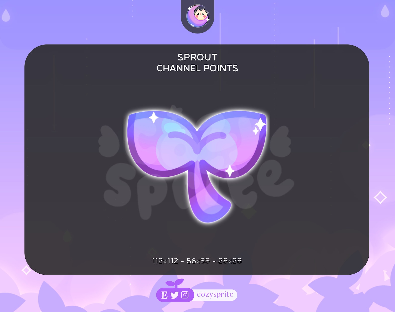 Purple Leaf Sprout Point Twitch | Channel Point | Emote | Badges ...