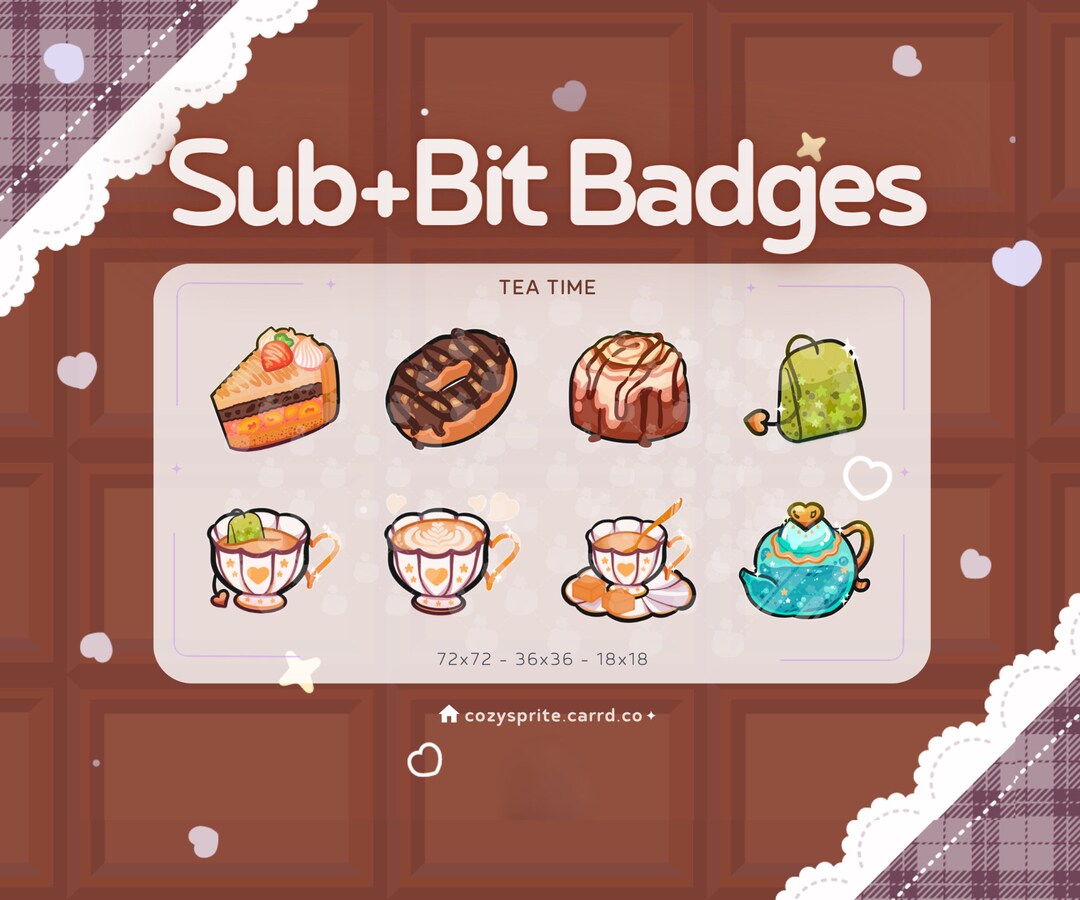Tea Time Badges | Teacup Emote | Kawaii | Badges for Streaming - Etsy