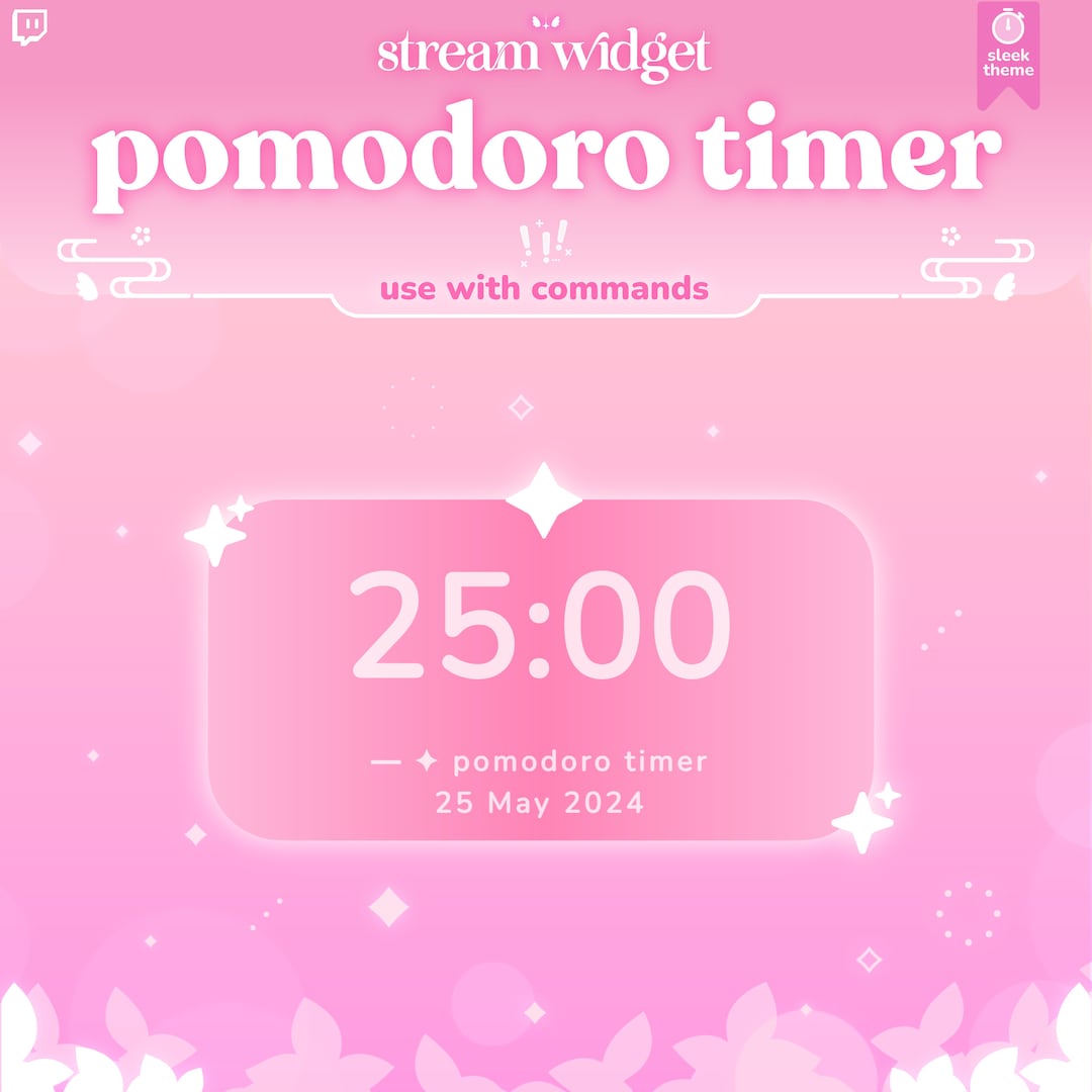 Pomodoro Timer Widget | Customizable Colors, Cute Chat, Elegant Theme | Pastel Pink | Chat Box ...