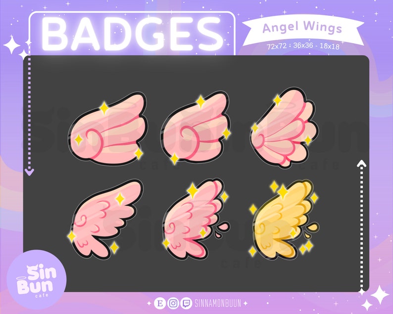 Pink Wing Badges Pink Winged Emotes Angel Wing Emote - Etsy