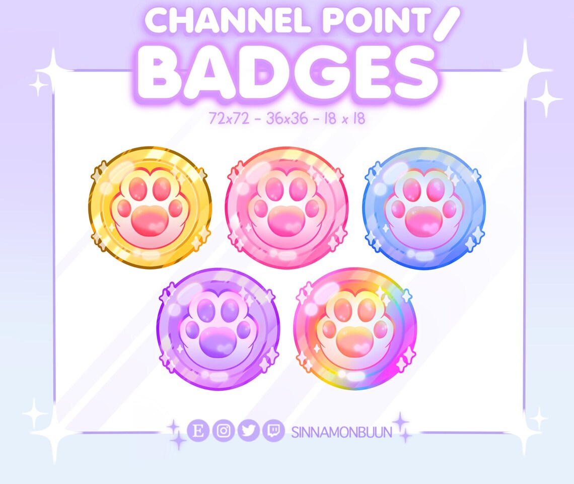 Cat Paw Coin Badges Cute Cat Paws Bit Badges Channel - Etsy